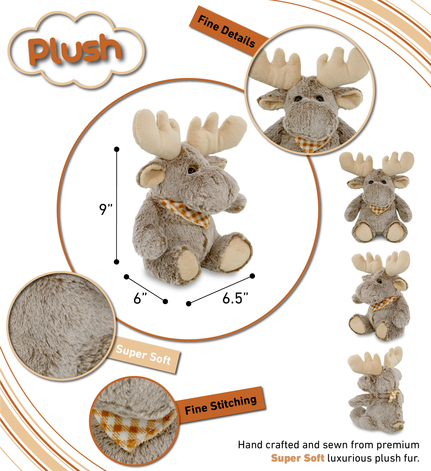 DolliBu Sitting Moose Super Soft Stuffed Animal, Cute Realistic Plush ...