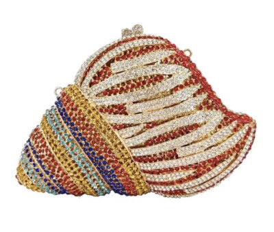 Handmade Rainbow Crystal Conch Shell Clutch Handbag | eBay