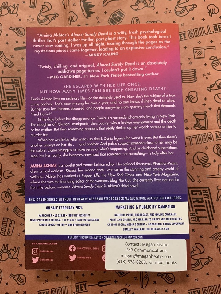 Almost Surely Dead: A Thriller by Amina Akhtar (softcover) | eBay