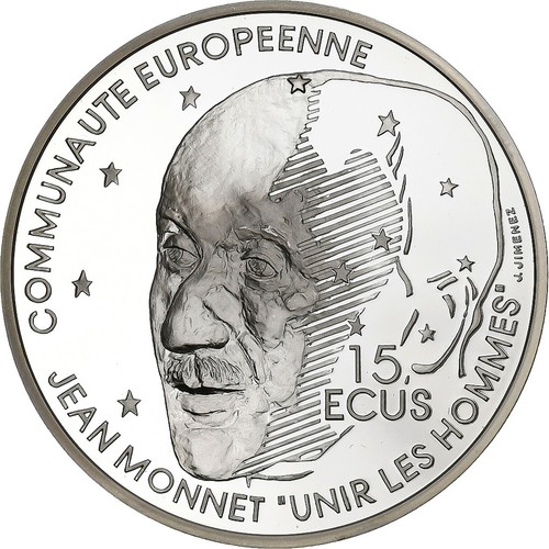 [#198394] France, 100 Francs-15 Ecus, Jean Monnet, 1992, Paris, Silver ...
