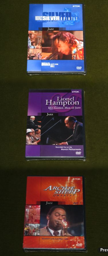 3x JAZZ TDK DVD Lot LIONEL HAMPTON ARCHIE SHEPP HORACE SILVER QUINTET ...