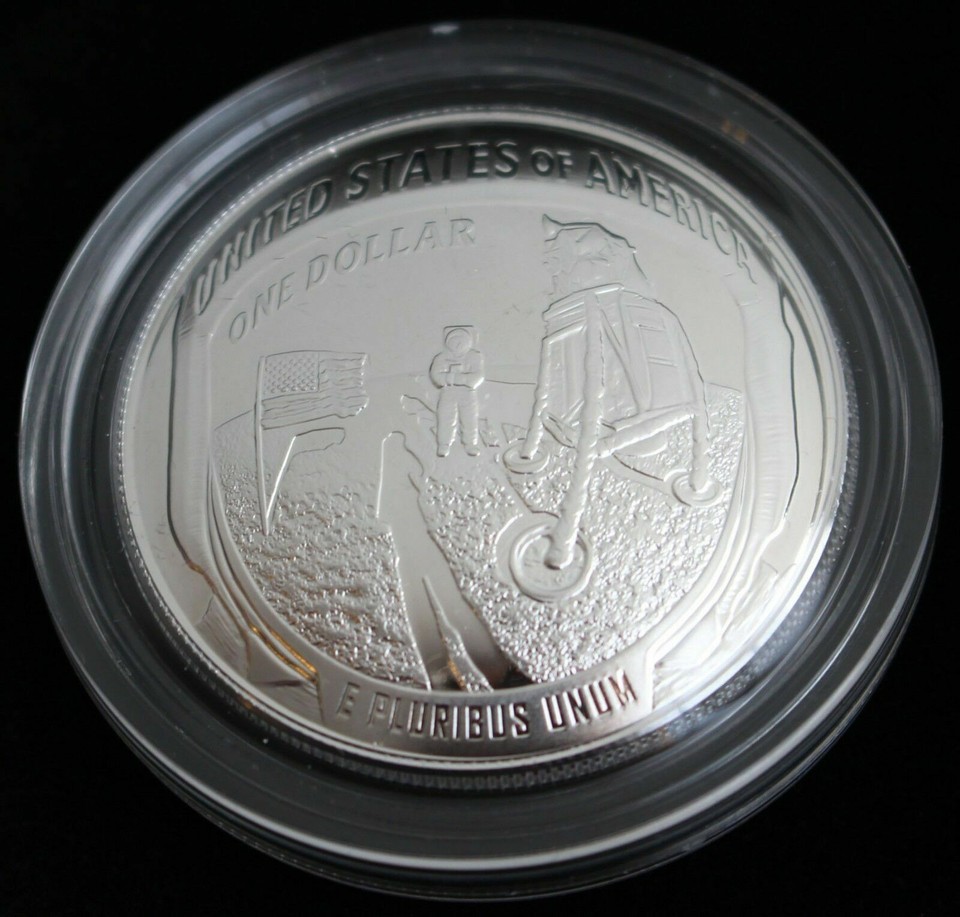 2019 P Apollo 11 PROOF Silver Dollar US Mint $1 Curved Coin with Box ...