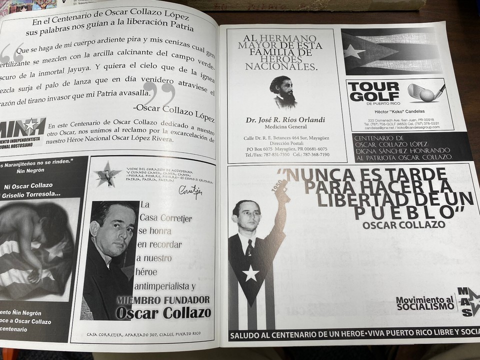 Puerto Rico, 2014, Boletin Programa CENTENARIO OSCAR COLLAZO 1914-2014 ...