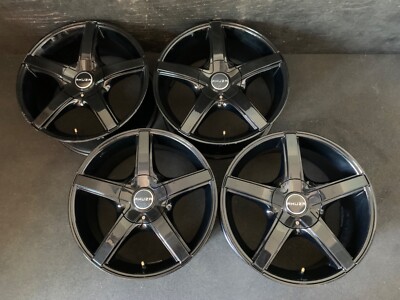 (4) Akuza Axis 18 Black Wheels Rims + Caps 18x8 et45 4x100/4x108 73hb ...