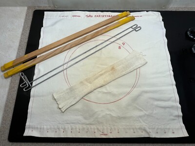 Vintage FOLEY Pastry Cloth with Frame 20" square 2-sided Frame FREE ...