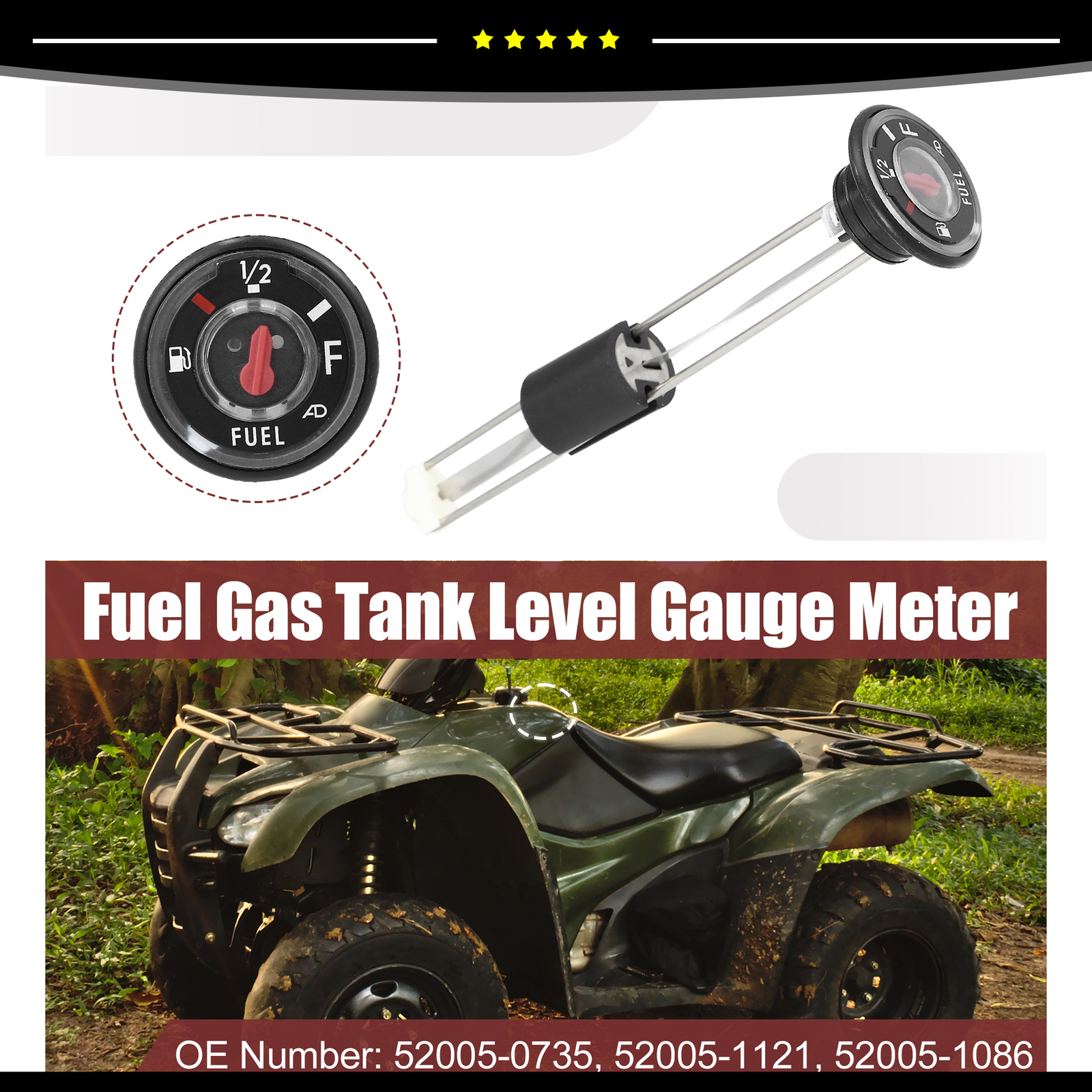 Piece of 1 ATV Fuel Gas Tank Level Gauge Meter w/Cap fit for Kawasaki ...