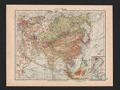Landkarte map 1929: ASIEN. Russland China Persien Indien Mongolei | eBay