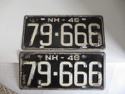 1948 New Hampshire License Plate Tag 79 666 pair | eBay