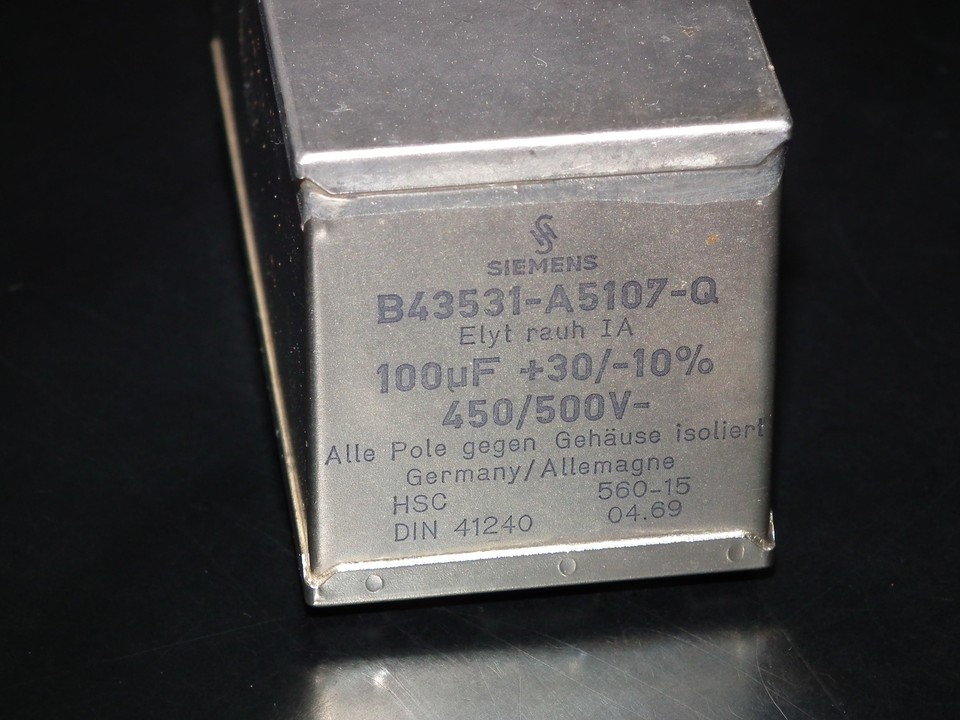 Siemens Klangfilm Electrolytic capacitor 100uF 500V Glass end seal | eBay