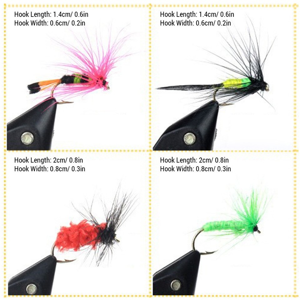 100pcs Fly Fishing Flies Kit Dry Wet Fly Fishing Flies Assortment With ...