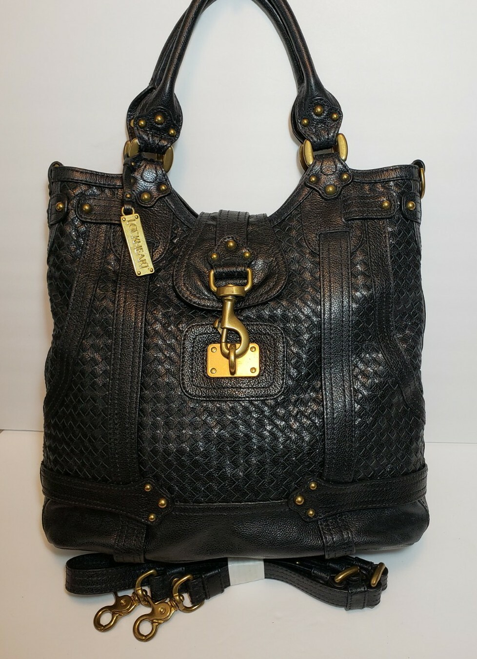 LOCKHEART RARE BLK BRAIDY BUNCH 5 EXTERIOR POCKETS WOVEN SHOULDER ...