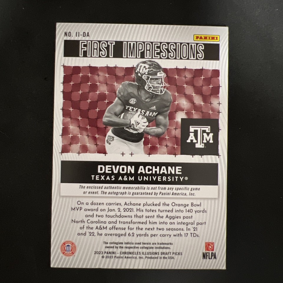 Devon Achane 2023 Chronicles Draft Picks First Impressions Auto 156/199 ...