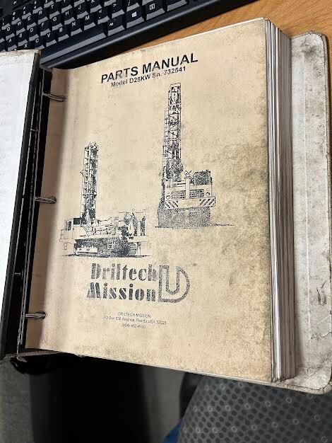 DRILTECH MISSION D25KW PARTS MANUAL, SANDVIK DRILL RIG BOOK WATER WELL ...