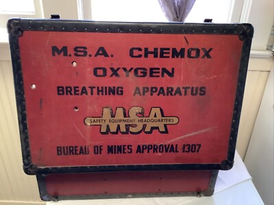 M.S.A. Chemox Oxygen Breathing Apparatus Bureau of Mines Wood Case Only ...