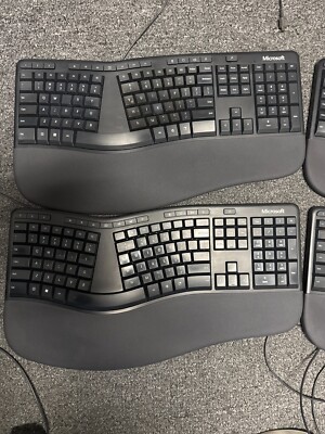 4x Microsoft Model 1878 LXM-00001 Wired USB Ergonomic Keyboard (READ ...