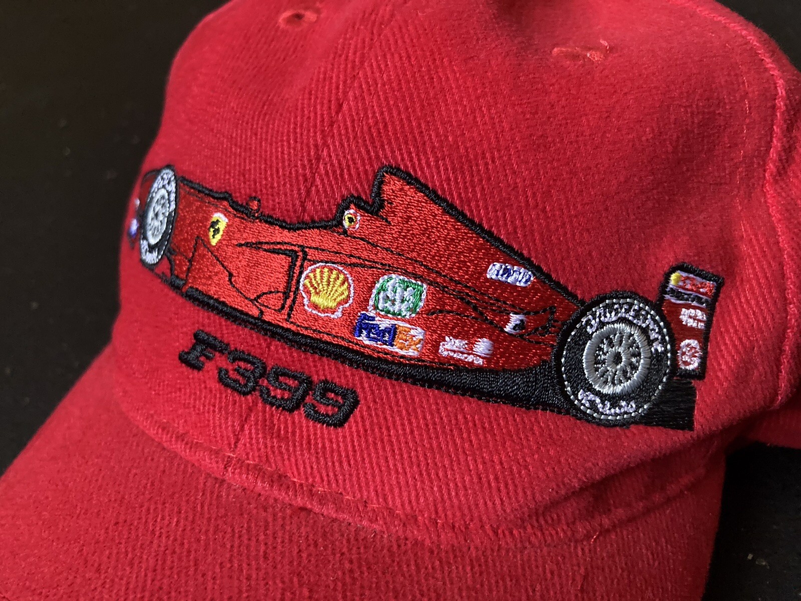 FERRARI F399 F1 Car Embroidered 1999 Champion Red Cap… - Gem