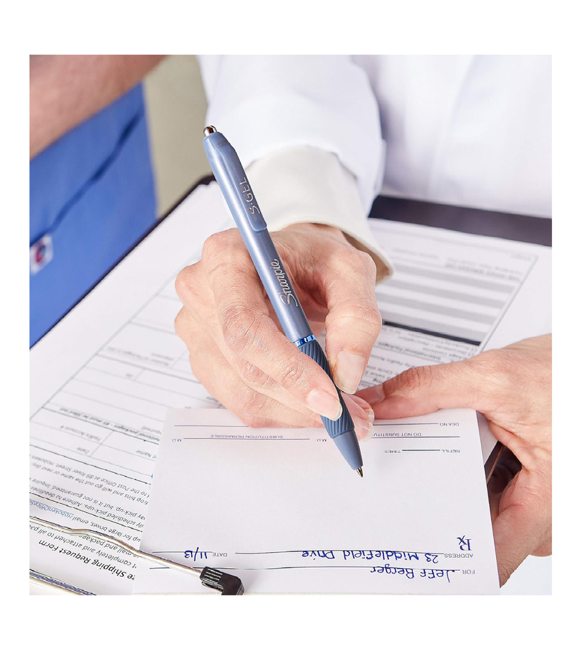 Sharpie S-Gel Gel Pens Medium Point 0.7mm Pearl White Body Black Gel ...