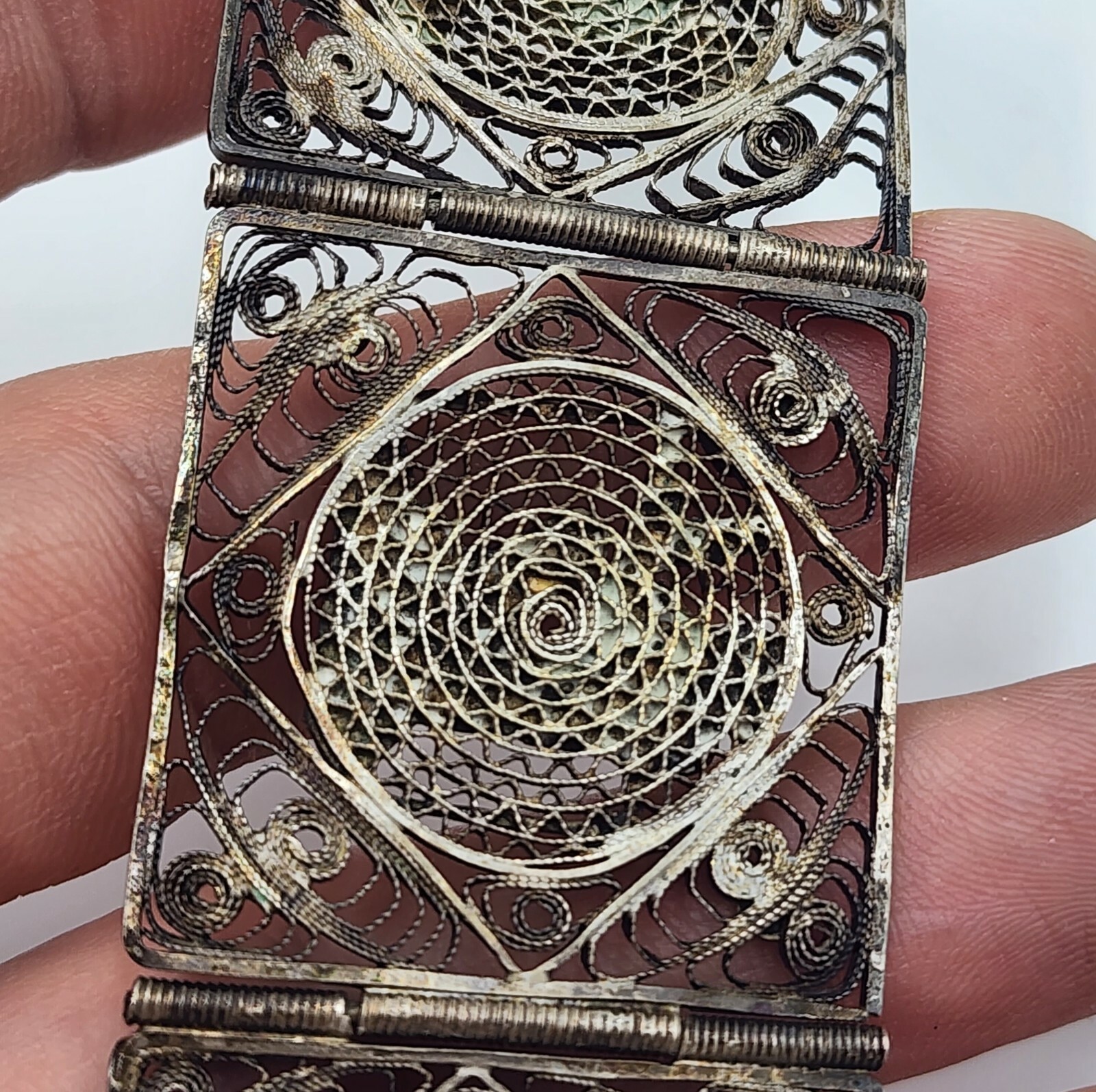 1938-39 Egypt 800 Silver Filigree Panel Link Figural … - Gem