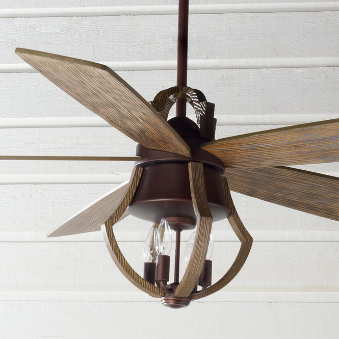 Horchow 56" Modern Farmhouse Rustic Wine Barrel Stave CEILING FAN Light ...