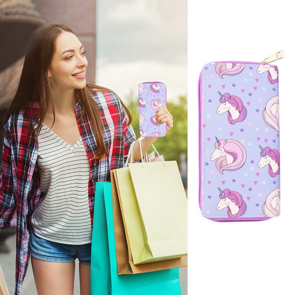 Pretty Cartoon Zipper Coin Purse Long Wallet for Women Girls Ladies ...