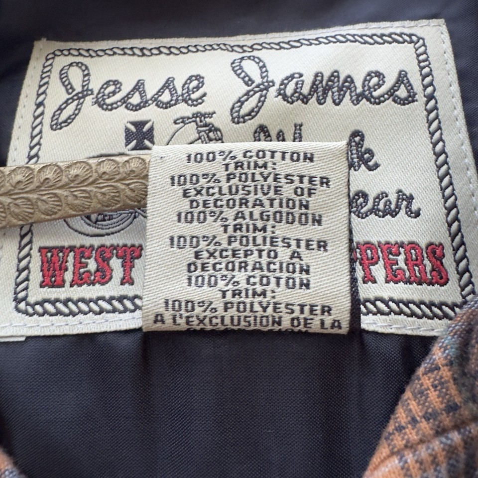 Jesse James Work Wear L-XL Pearl Snap Flannel Shirt Plaid West Coast ...