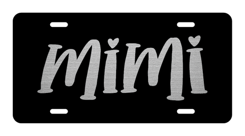 Engraved Mimi Grandma Car Tag Diamond Etch on Black Metal License Plate ...