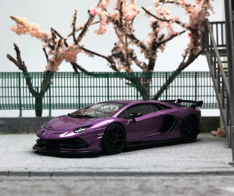 ZD HH 1:64 Purple Sian Aventador SVJ Racing Sports Model Diecast Metal ...
