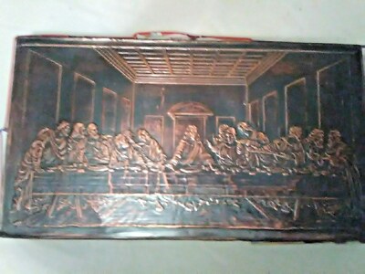 Antique Copper Imprint Hanging Picture Lord Jesus Last Supper Leonardo ...