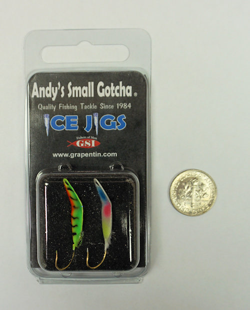 Andy's Small Gotcha Ice Jigs, TWO Packs (2 per pk), #2 Willow, #8 Hook ...