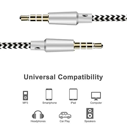 3.5mm 4 Pole Aux Cable 4 Position Stereo Mic Audio MM Wire Gold Plated ...