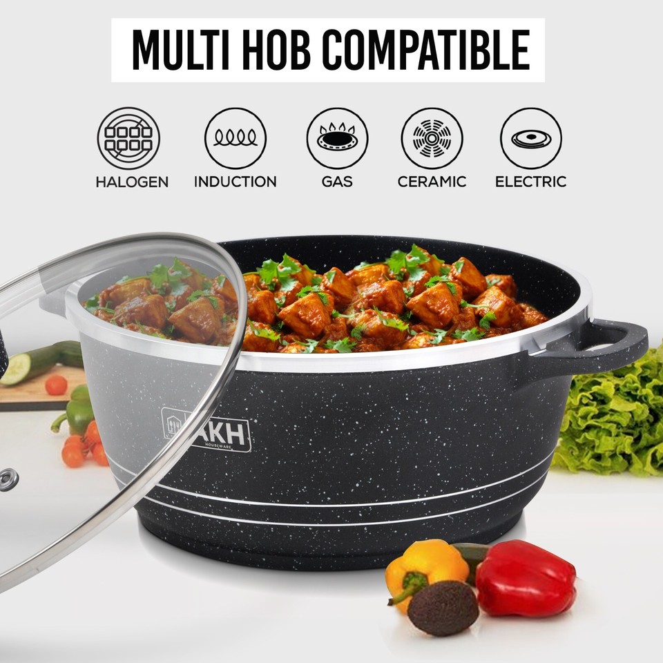 AKH Die Cast Aluminium Non stick Stock pot Induction Hob Stock Pot With ...
