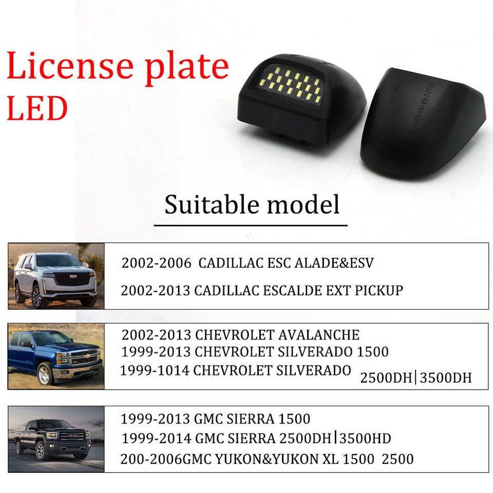 2PCS LED License Plate Lights Fit Chevrolet Silverado GMC Sierra 1500 ...