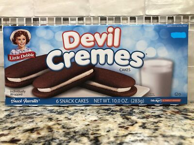 Little Debbie Devil Cremes Cakes 6 ct 10 oz Chocolate Vanilla Icing | eBay