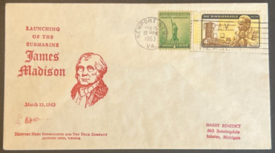 USS JAMES MADISON SSBN-627 LAUNCHING NEWPORT NEWS SHIPBUILDING MAR 1963 ...