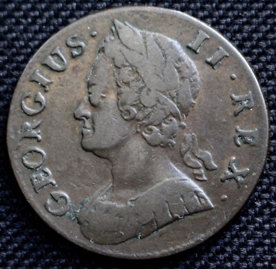 1745 GREAT BRITAIN UK HALF PENNY - COPPER - King George II - Old bust ...