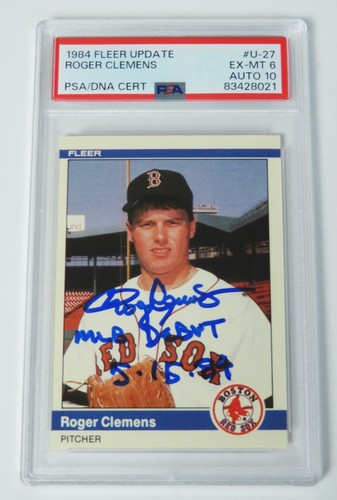 Roger Clemens RED SOX Signed 1984 Fleer Update Rookie Card U-27 PSA 10 ...