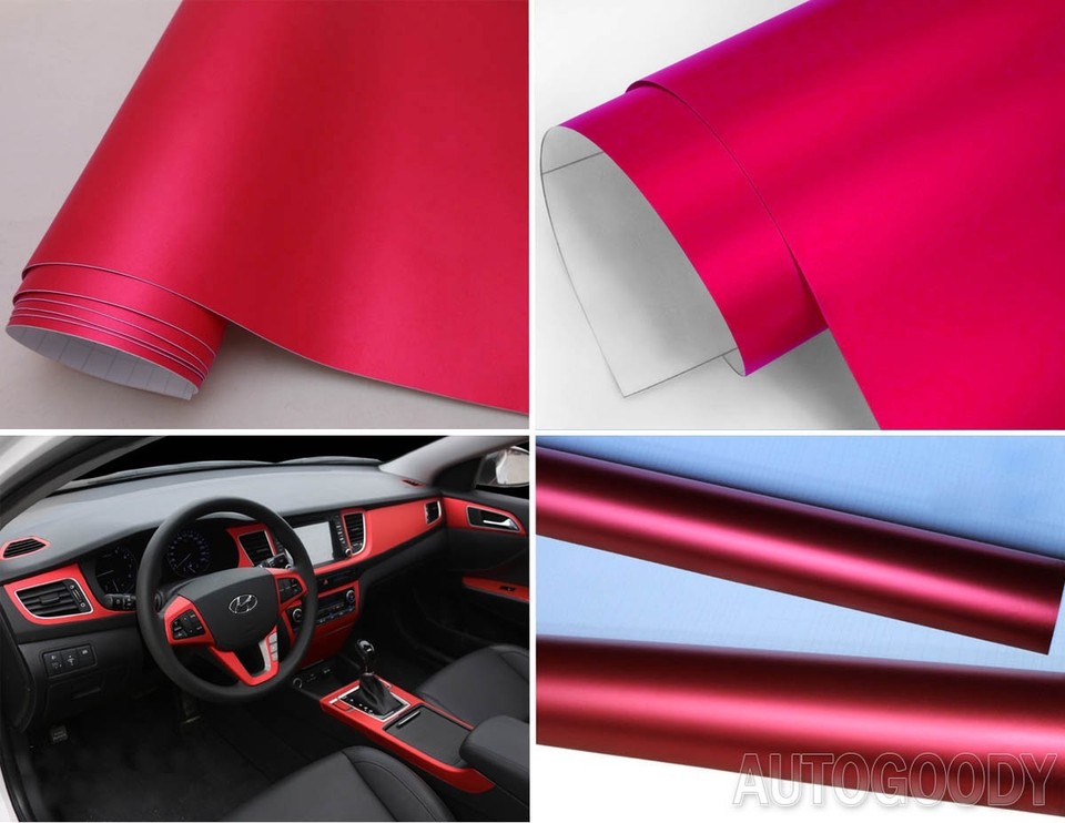480"x60" Satin Matte Chrome Metallic Red Vinyl Film Wrap Bubble Free ...