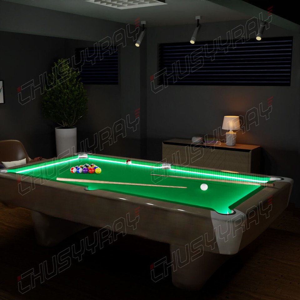 Bar Billiard Pool Table Bumper LED RGB Color Lights Remote Control ...