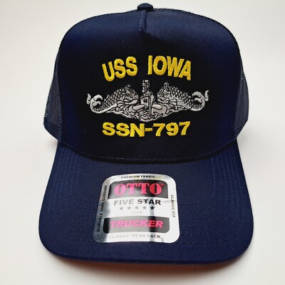 USS Iowa SSN-797 Mesh Snapback Cap Hat Navy Blue Boat Submarine Ship | eBay