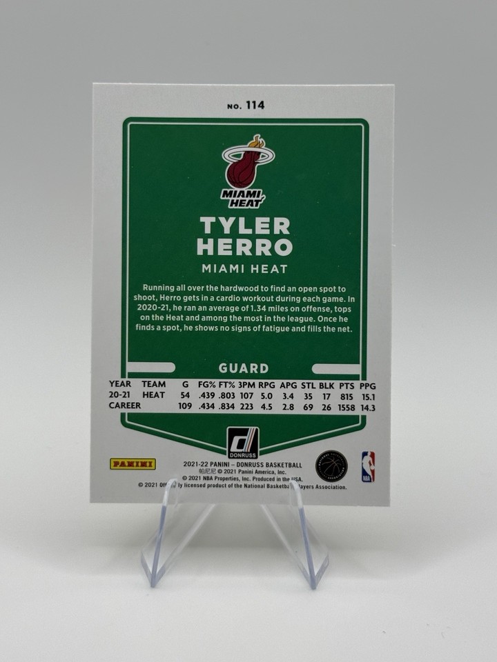 2021-22 Panini Donruss Basketball Tyler Herro Miami Heat Green Yellow ...
