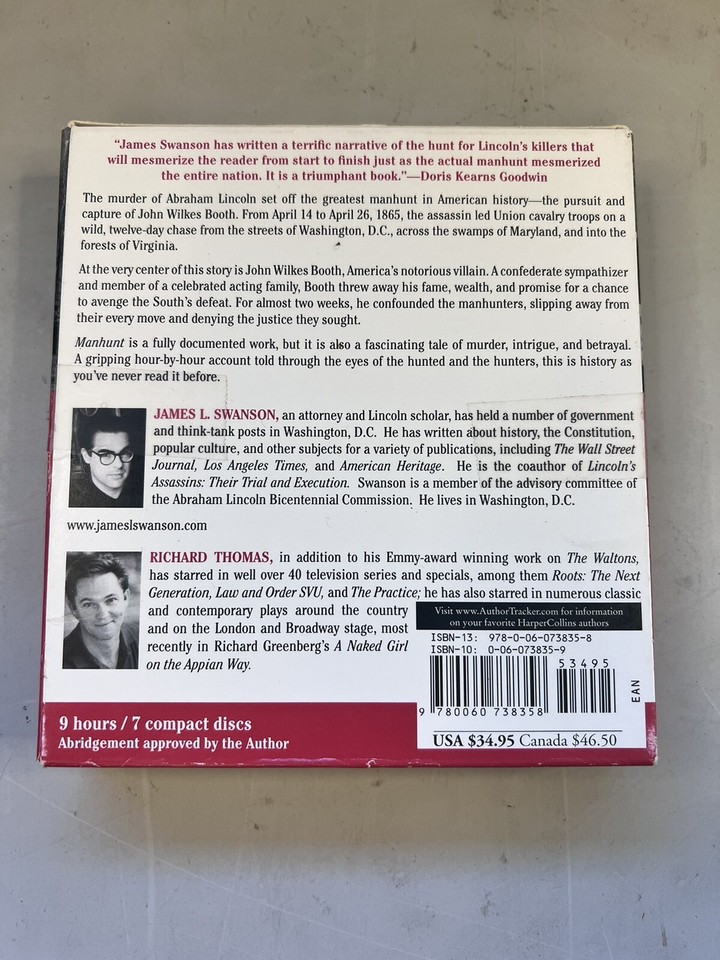 Manhunt CD: The 12-Day Chase for Lincoln's Killer James L Swanson ...
