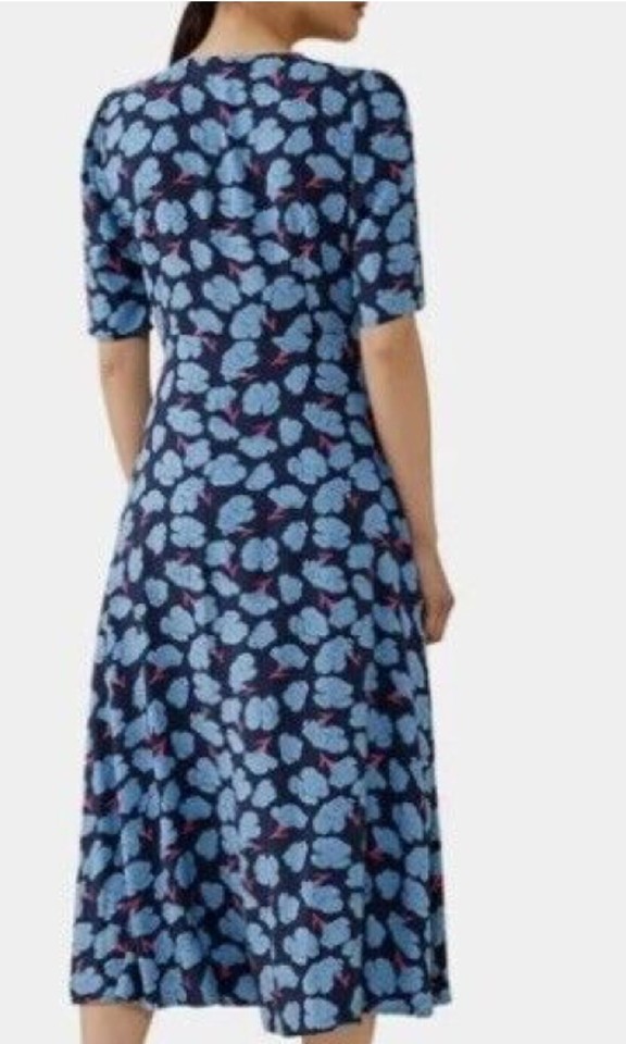 QVC Finery Camilla Printed Button Through Midi Dress Size 8 Blue Pansy ...