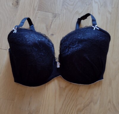 Ann Summers 77341 38H Black Lace Lined Plunge Balconette 3 Part Cup UW ...