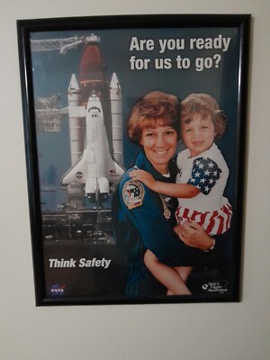 VTG NASA Safety Poster Eileen Collins Signed Autograph Astronaut Space ...