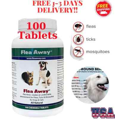 Flea Away 100 Chewable Tablets Flea, Tick & Mosquito Repellent for Dogs & Cats | eBay