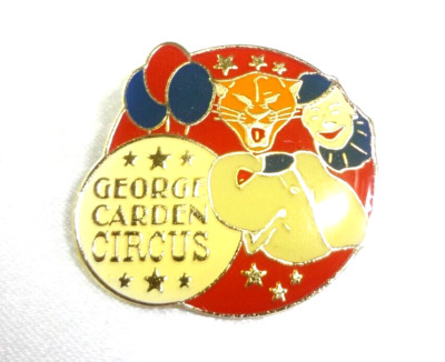 Collectable! GEORGE CARDEN CIRCUS Pin Colorful Red Black & Cream Enamel ...