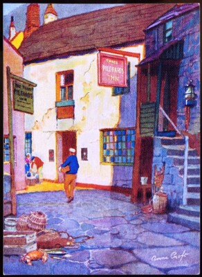 Three Pilchards Inn, Polperro. Vintage Art Postcard by Anne Croft. Free ...