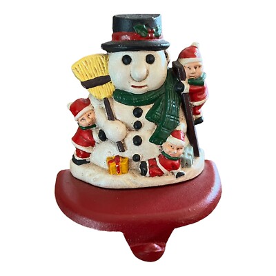 Vintage Cast Iron Christmas Stocking Holder Hanger Snowman & Santa ...