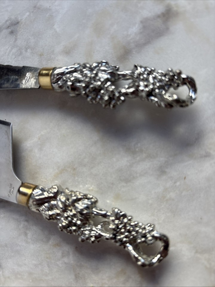 Vtg Arthur Court Designs Cheese Cleaver & Serving Knife Knives Grape ...