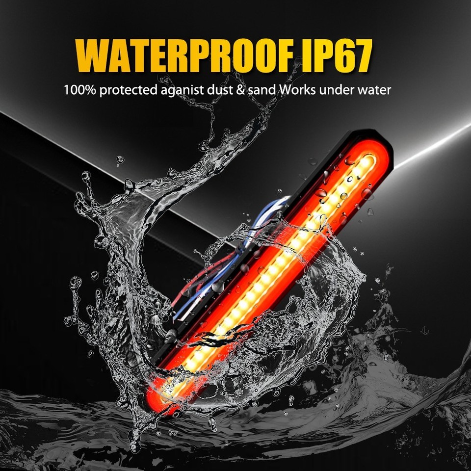 4x Red/Amber 9" Oval LED Truck Trailer Stop Turn Tail Brake Light ...